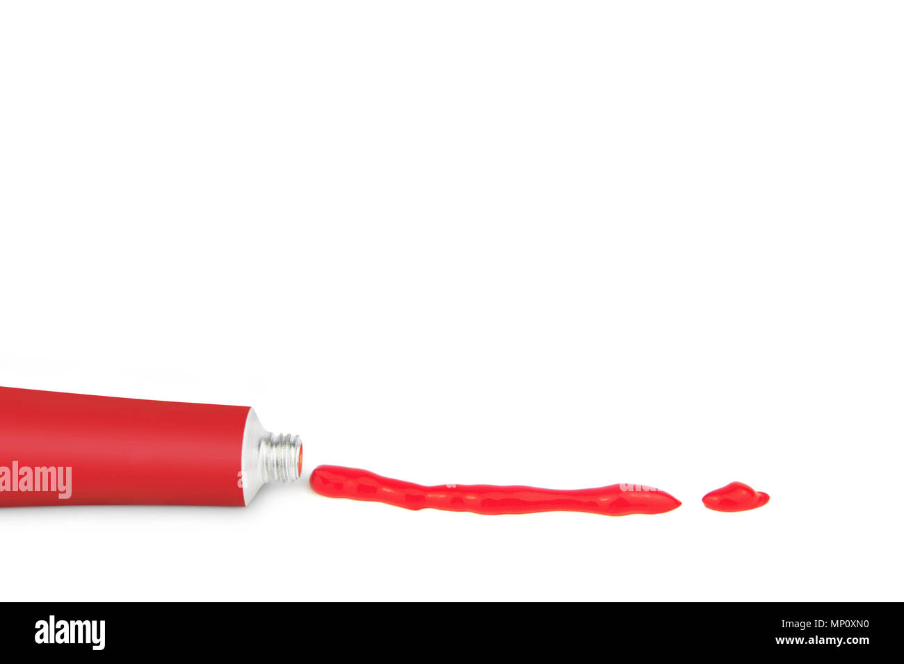 Red Paint Squeezed Out of Tube Stock Photo - Alamy