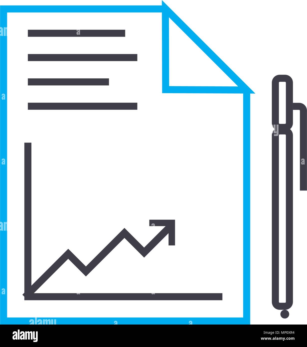 Drawing up reports linear icon concept. Drawing up reports line vector ...