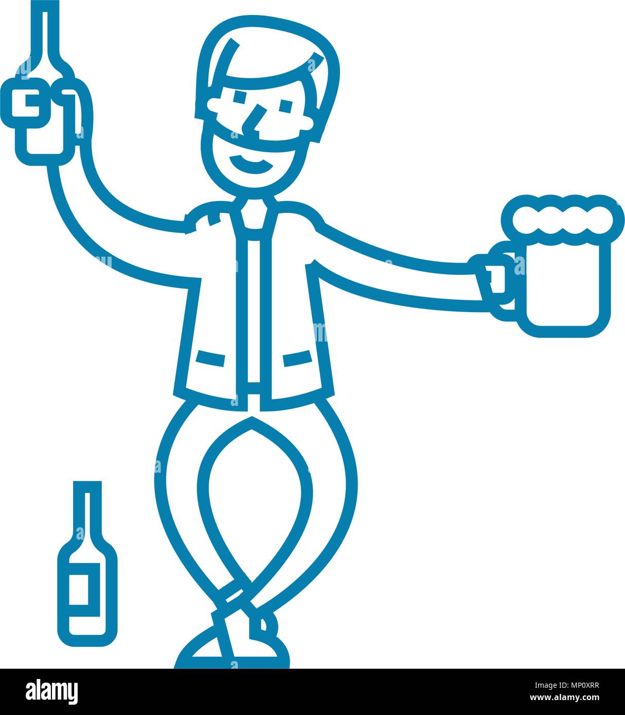 Drinking alcohol linear icon concept. Drinking alcohol line vector sign ...