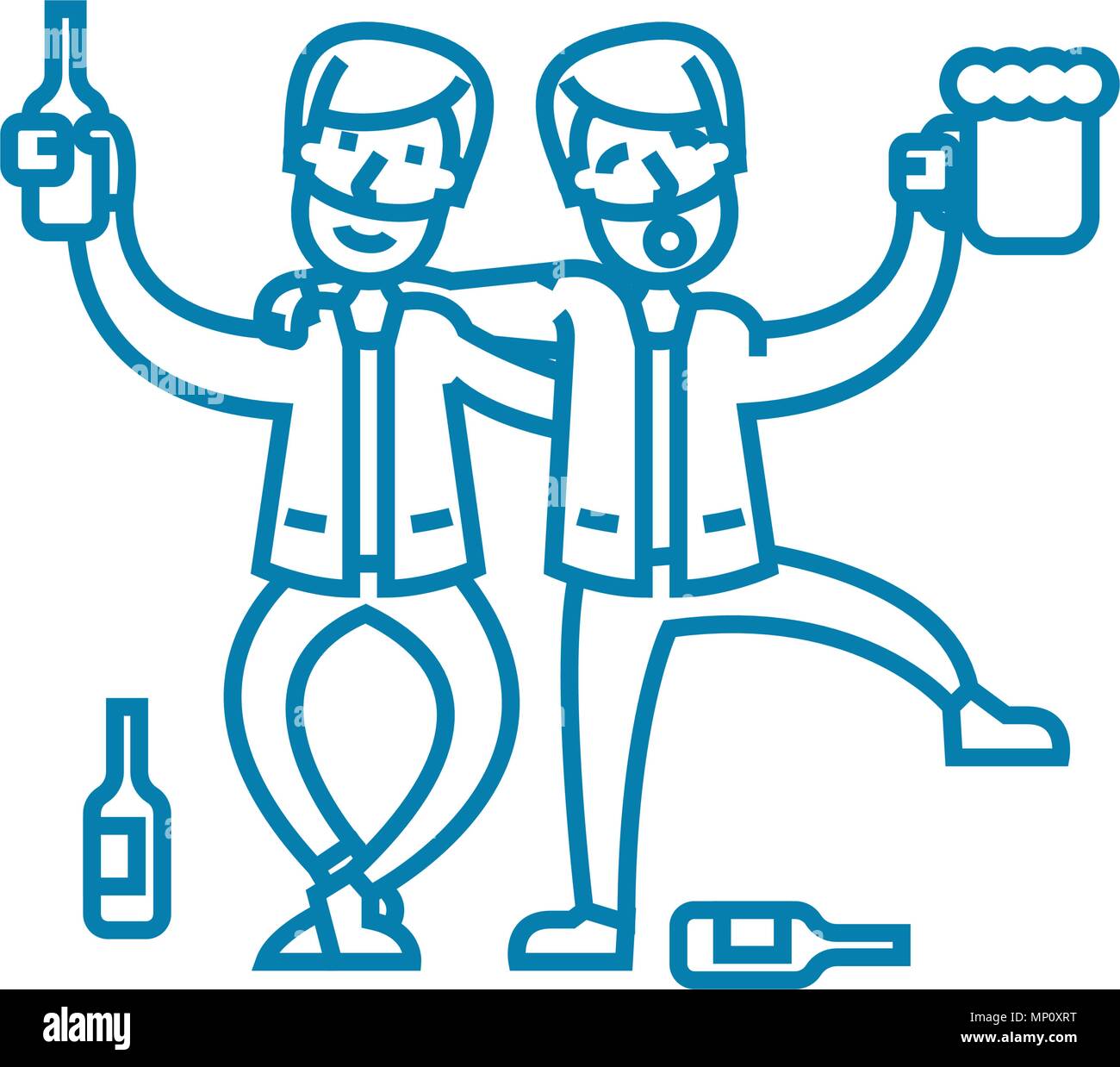 Drinking with friends linear icon concept. Drinking with friends line ...