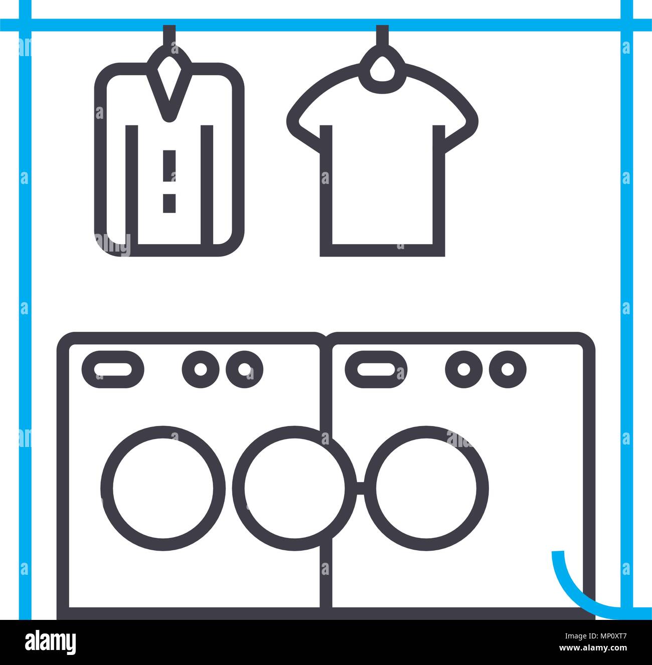 Drying of linen linear icon concept. Drying of linen line vector sign ...