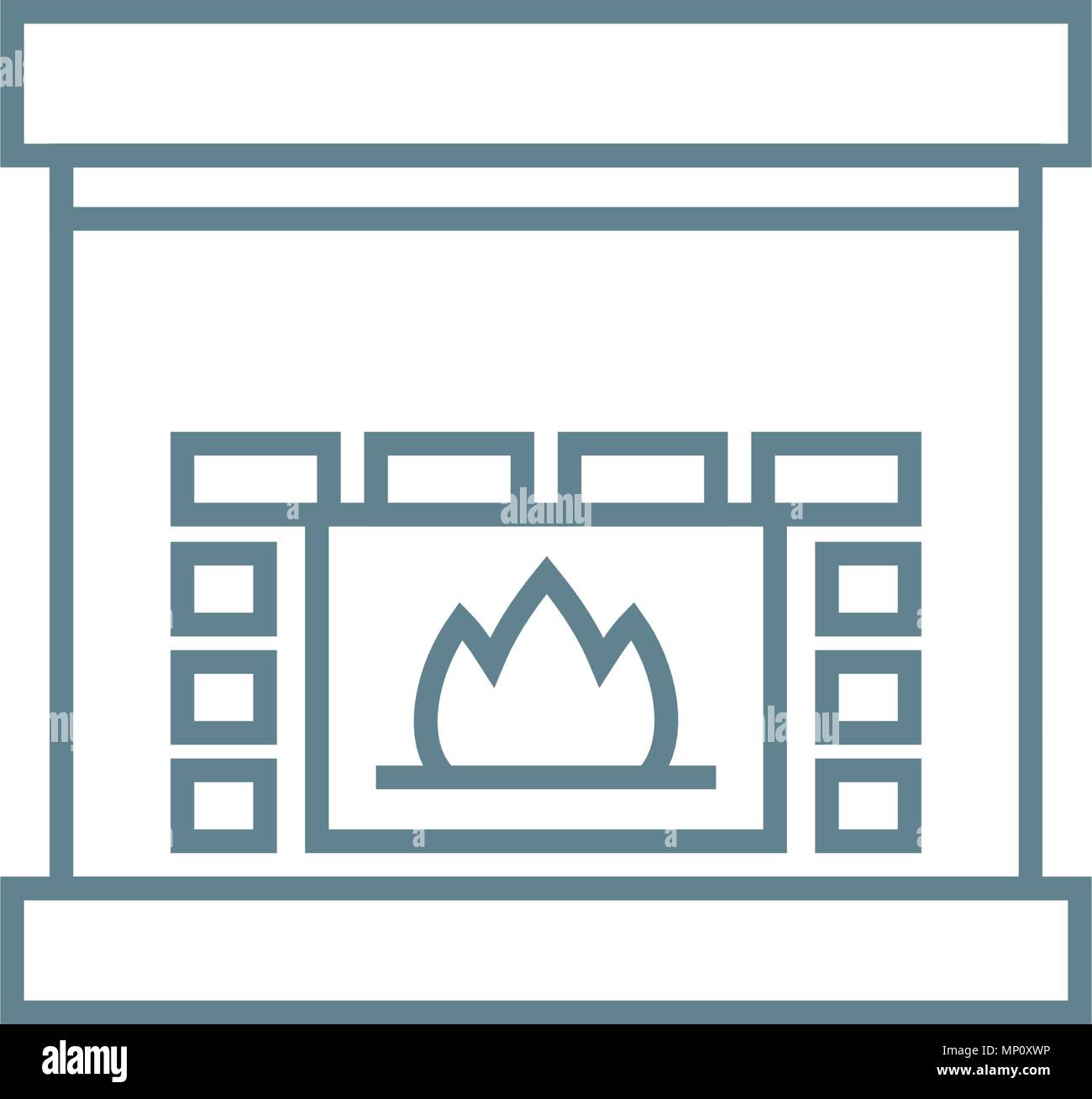 Electric fireplace linear icon concept. Electric fireplace line vector ...