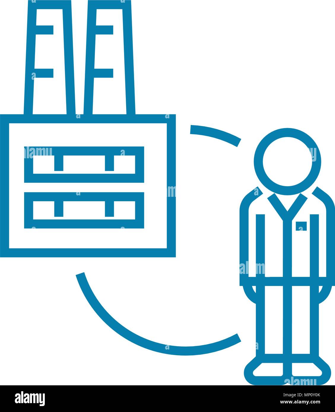 Employee of an enterprise linear icon concept. Employee of an ...