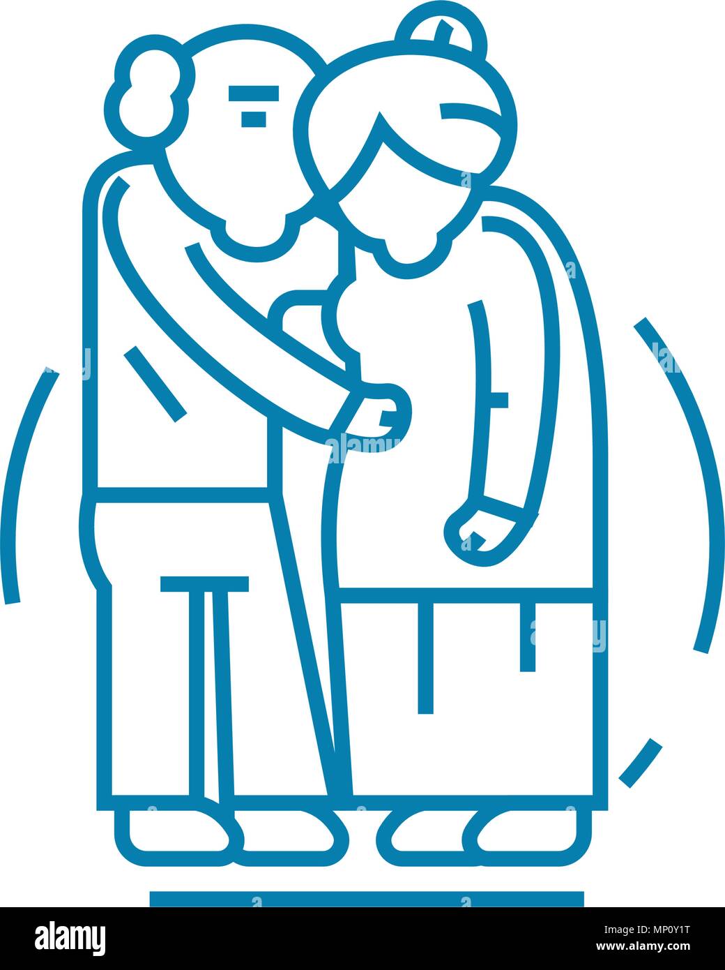 Encouraging a person linear icon concept. Encouraging a person line ...