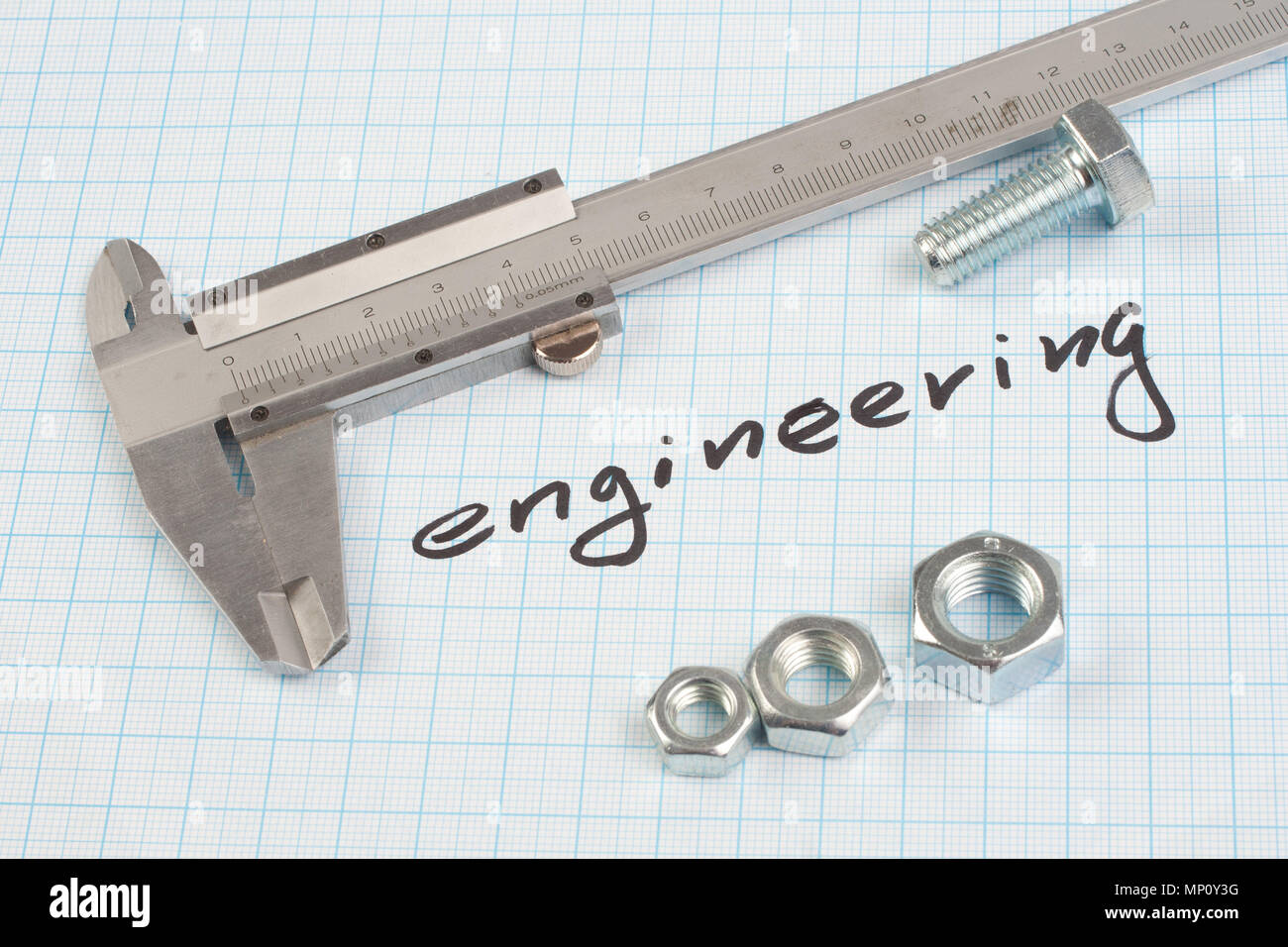 "engineering" - Screw and Nuts on graph paper background Stock Photo ...