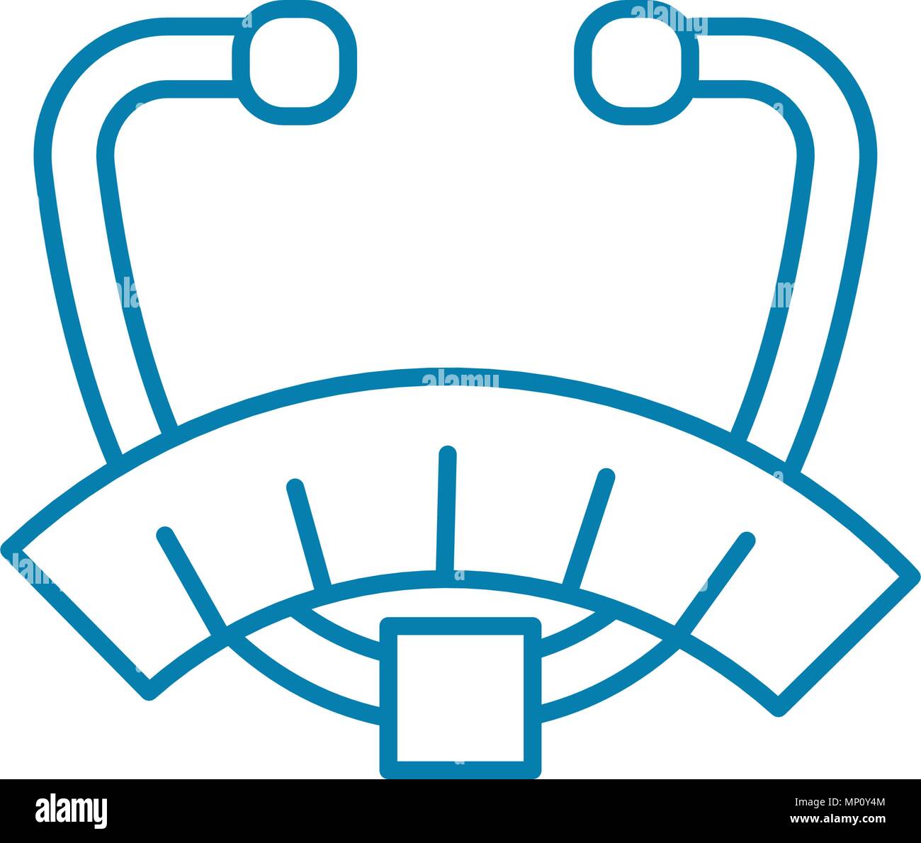 Examination with a stethoscope linear icon concept. Examination with a ...