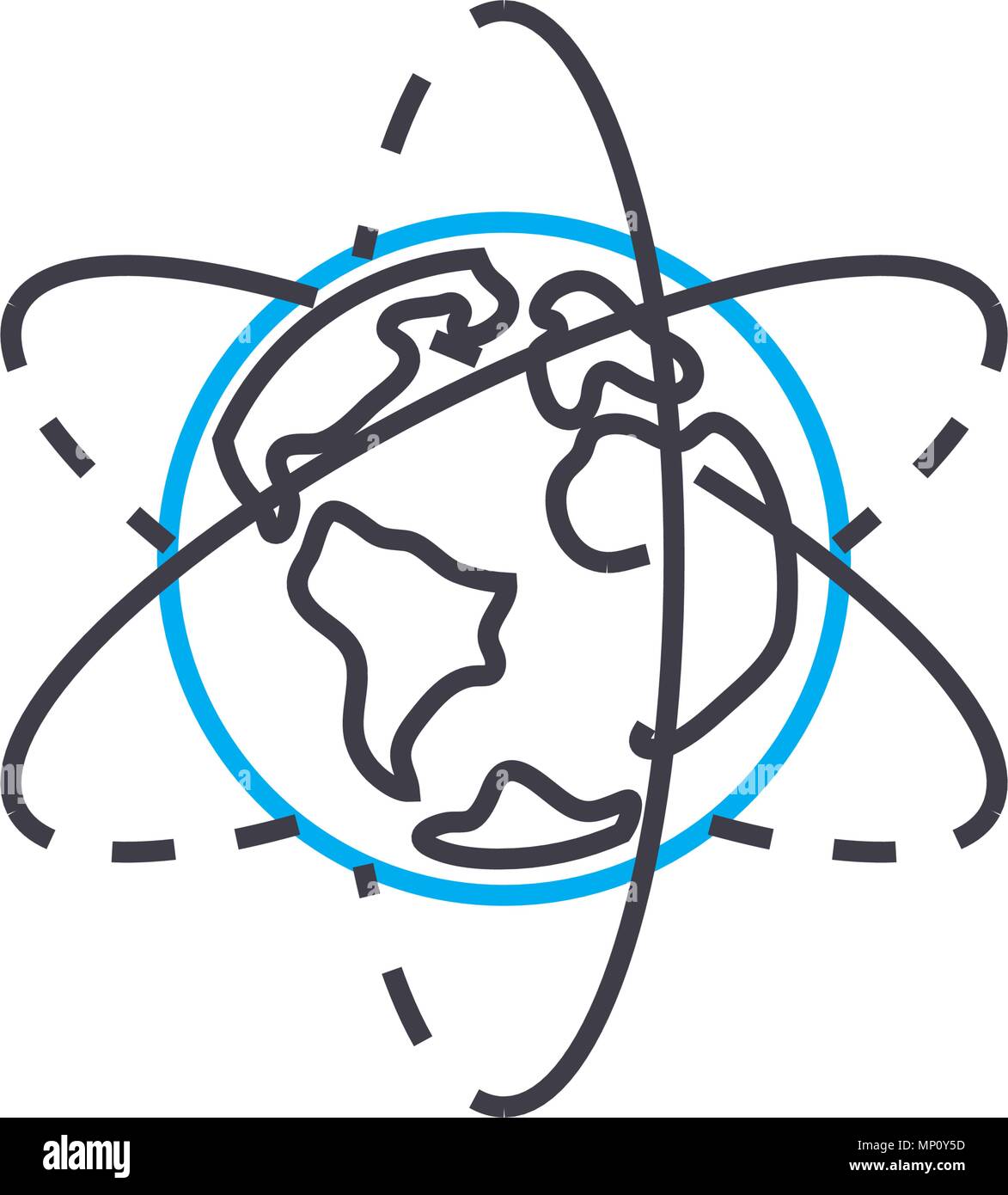 Exploring geography linear icon concept. Exploring geography line ...