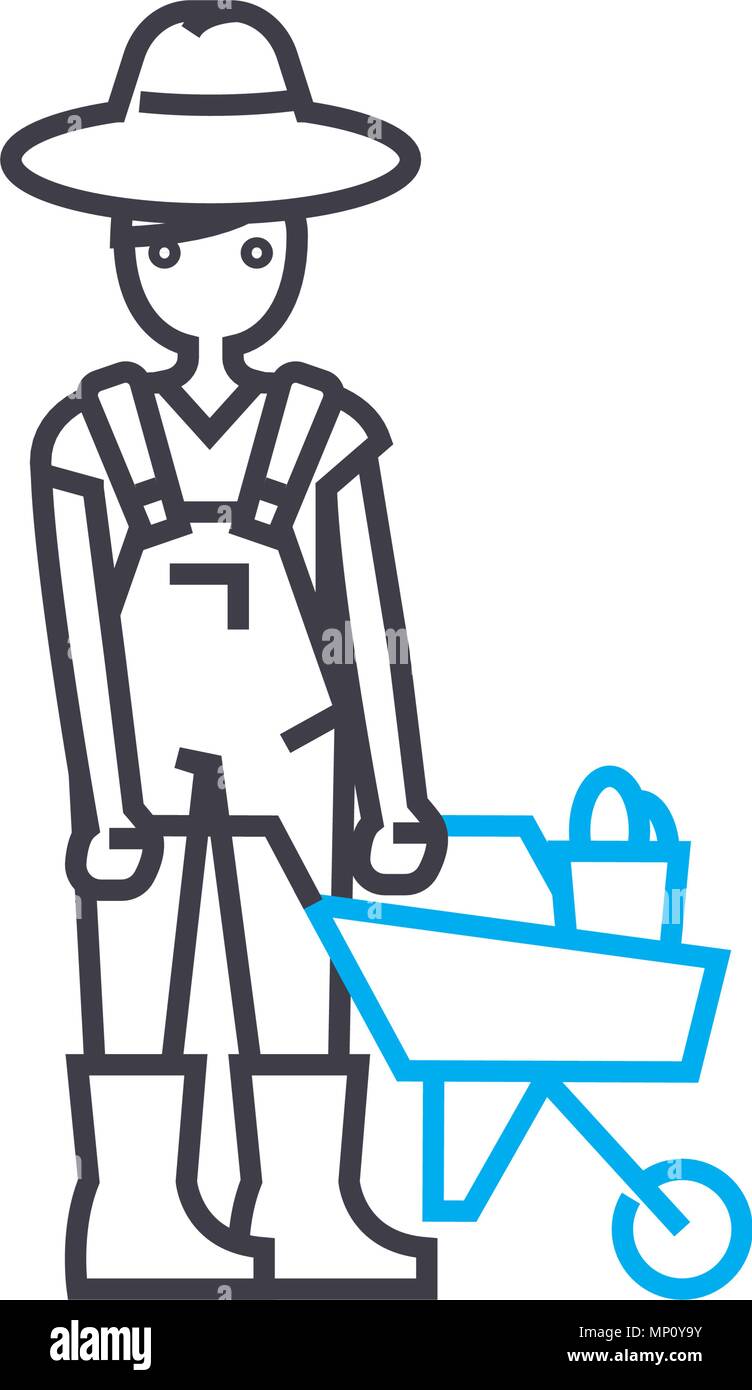 Farmer linear icon concept. Farmer line vector sign, symbol ...