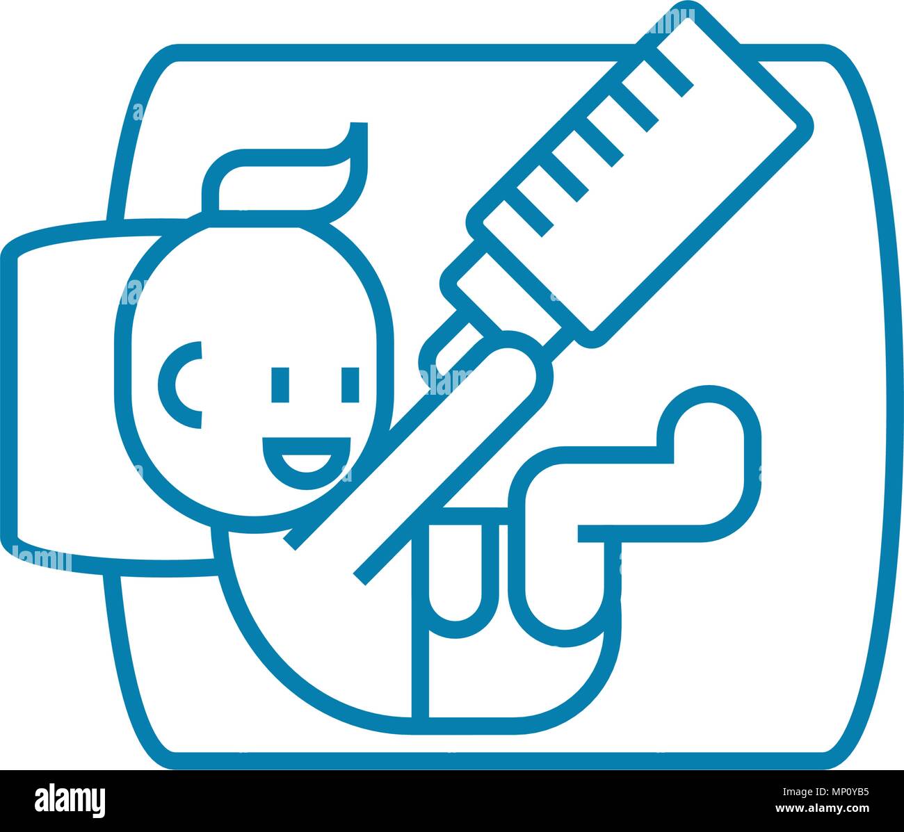 Feeding the baby linear icon concept. Feeding the baby line vector sign ...