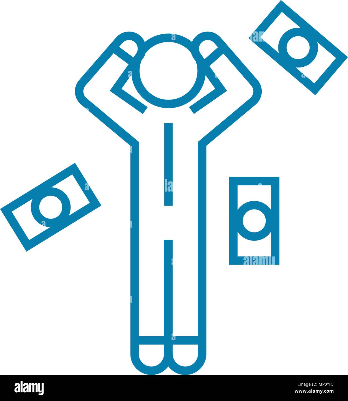 Financial difficulties linear icon concept. Financial difficulties line ...