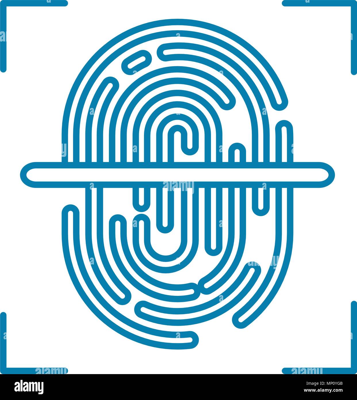Fingerprint scanning linear icon concept. Fingerprint scanning line ...