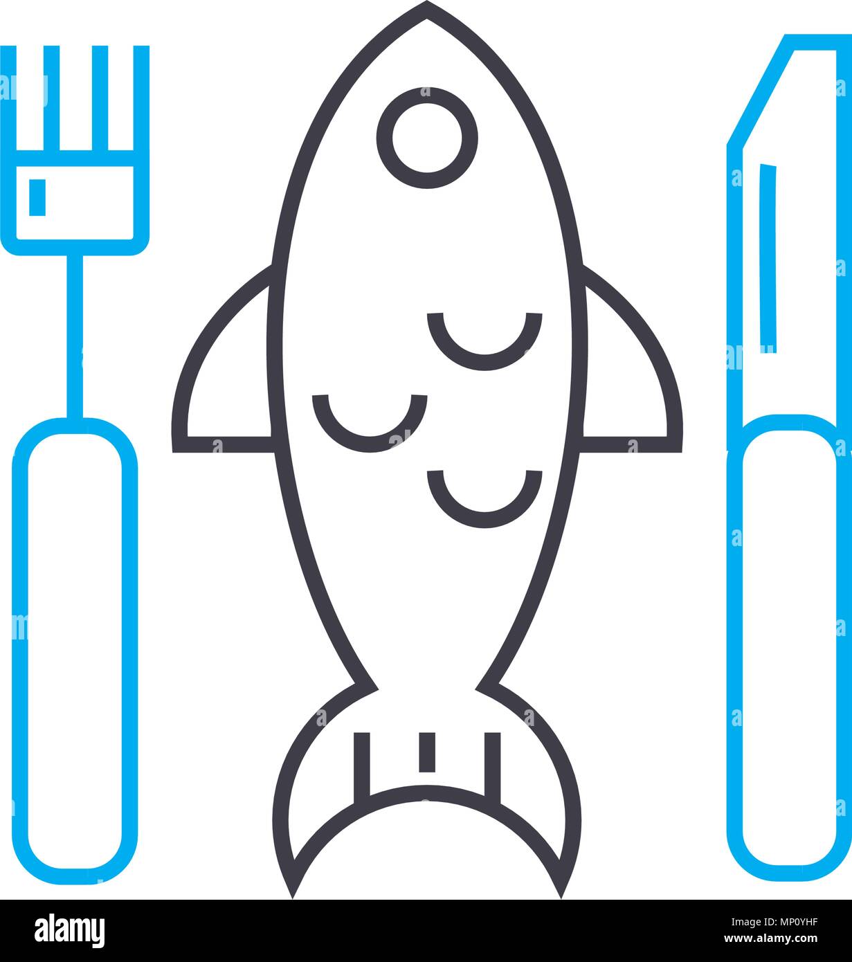 Fish plate linear icon concept. Fish plate line vector sign, symbol ...