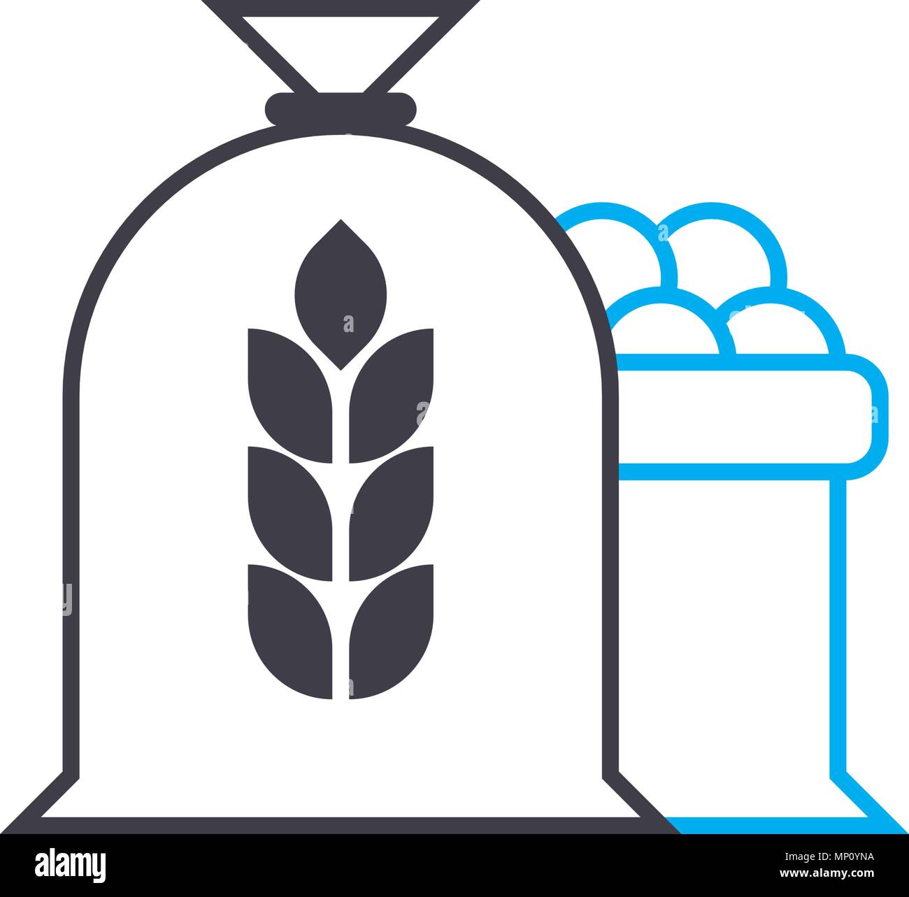 Flour production linear icon concept. Flour production line vector sign ...