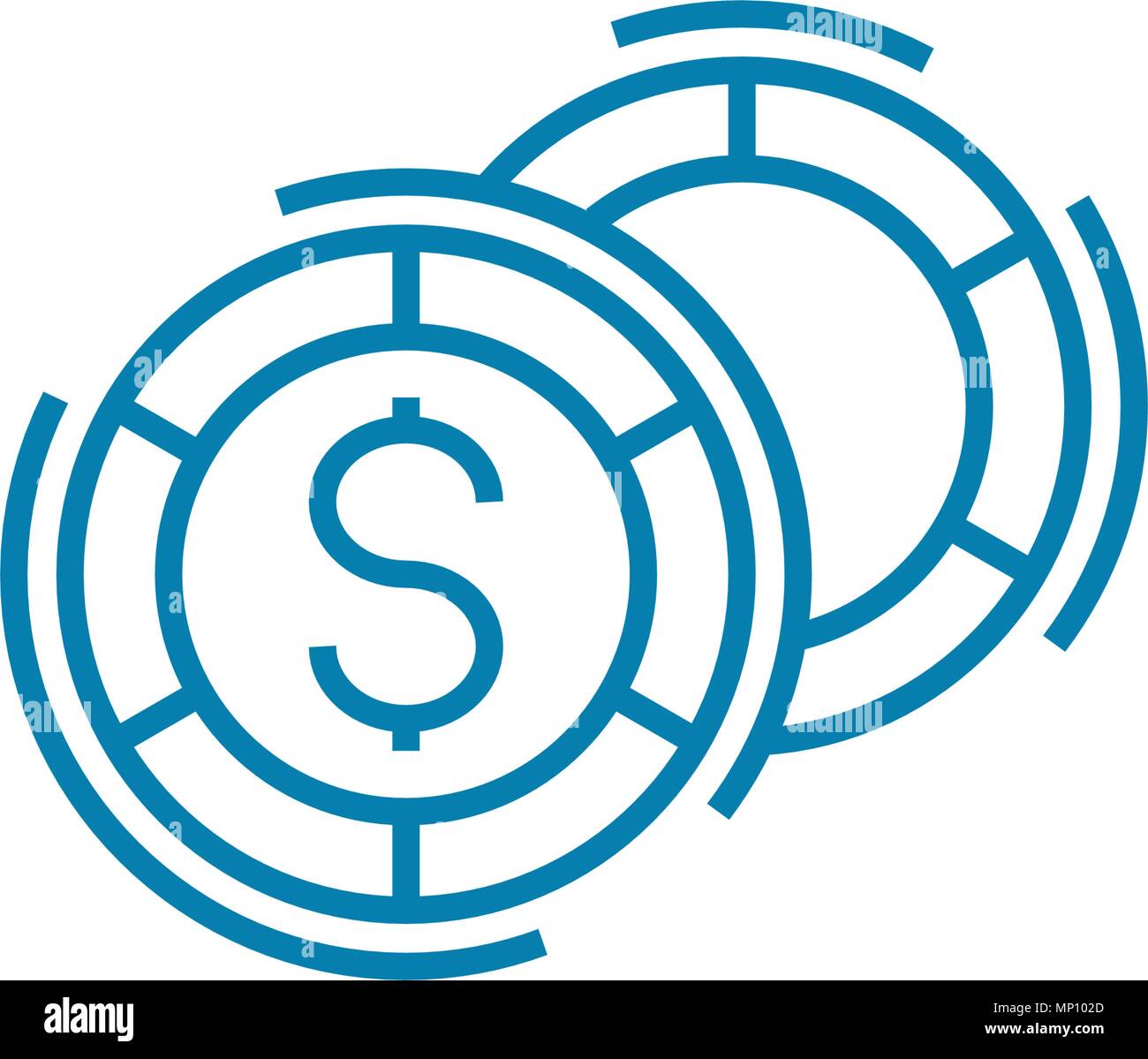 Game chips linear icon concept. Game chips line vector sign, symbol ...