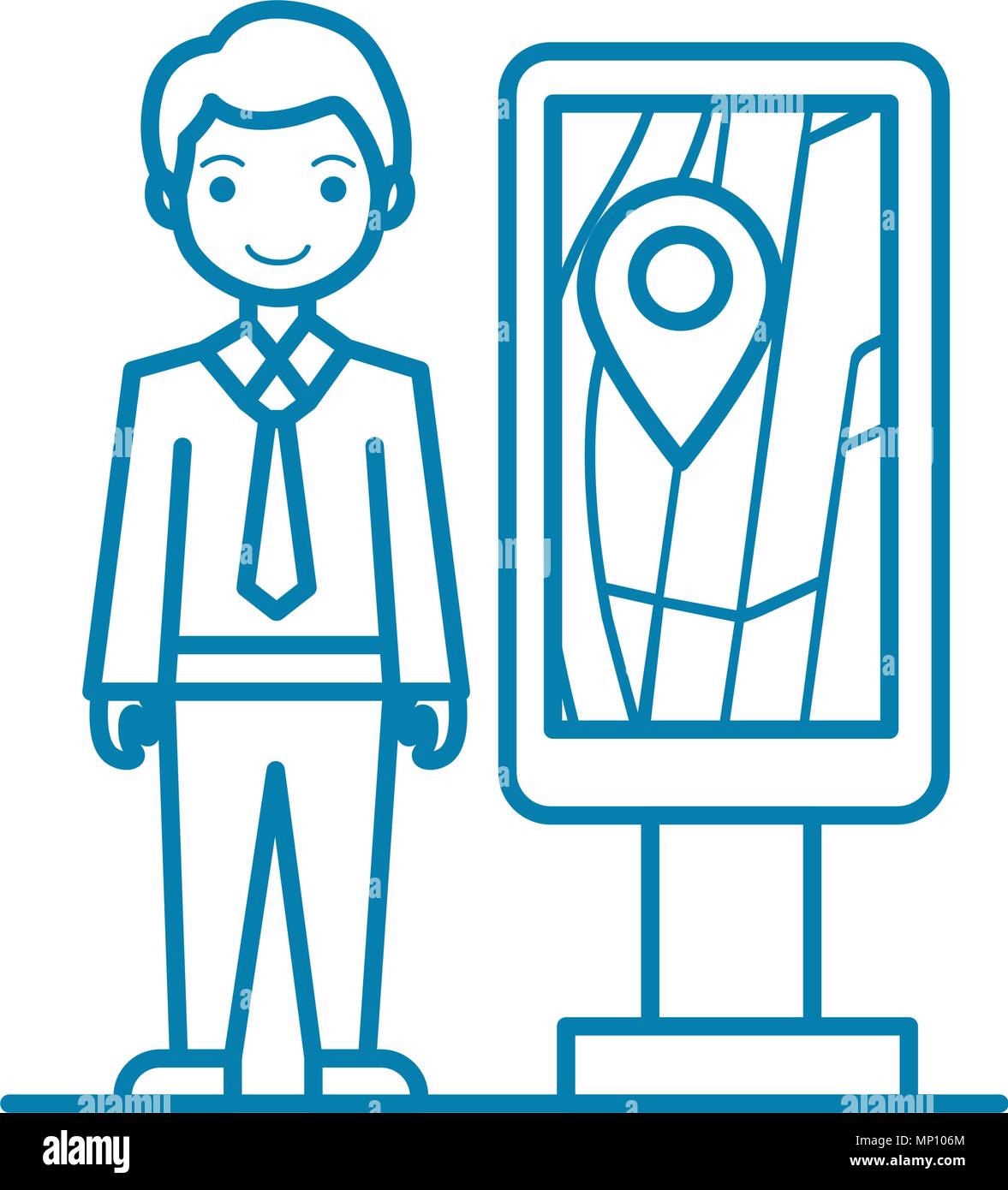 Geographic positioning linear icon concept. Geographic positioning line ...