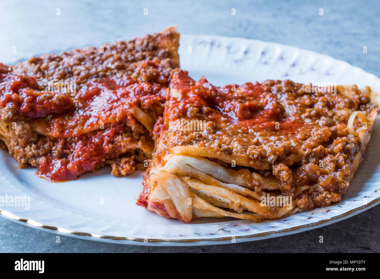Kayseri Style Layers of Flat Bread with Minced Meat and Yogurt Yaglama ...
