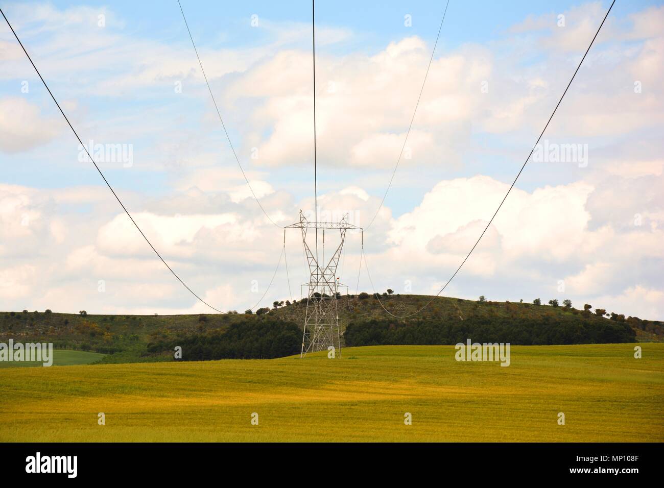 tower pylon "electricity pylon" sky landscape electricity tower Stock ...