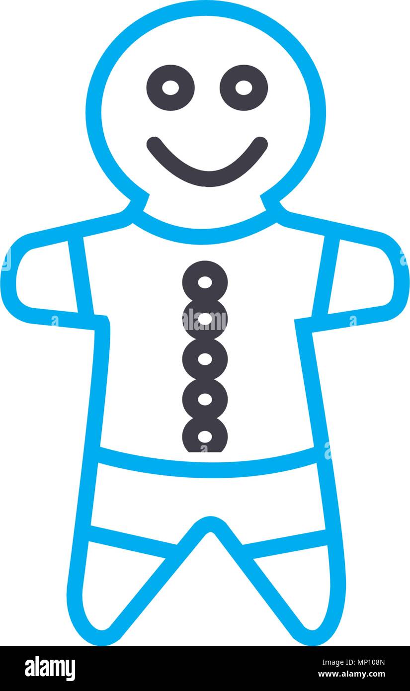 Gingerbread cookie linear icon concept. Gingerbread cookie line vector ...