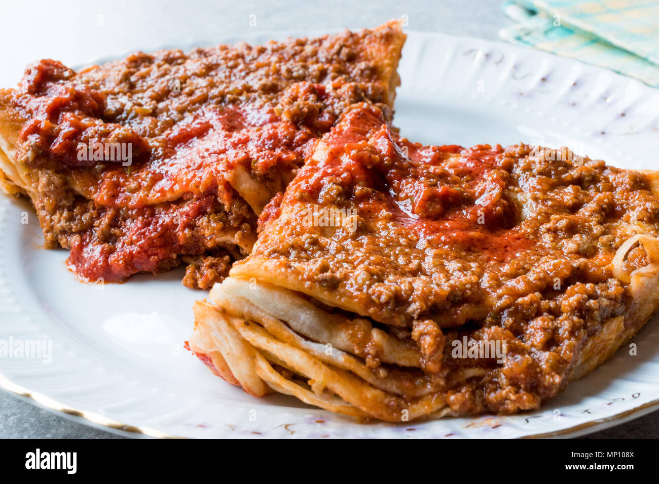 Kayseri Style Layers of Flat Bread with Minced Meat and Yogurt Yaglama ...