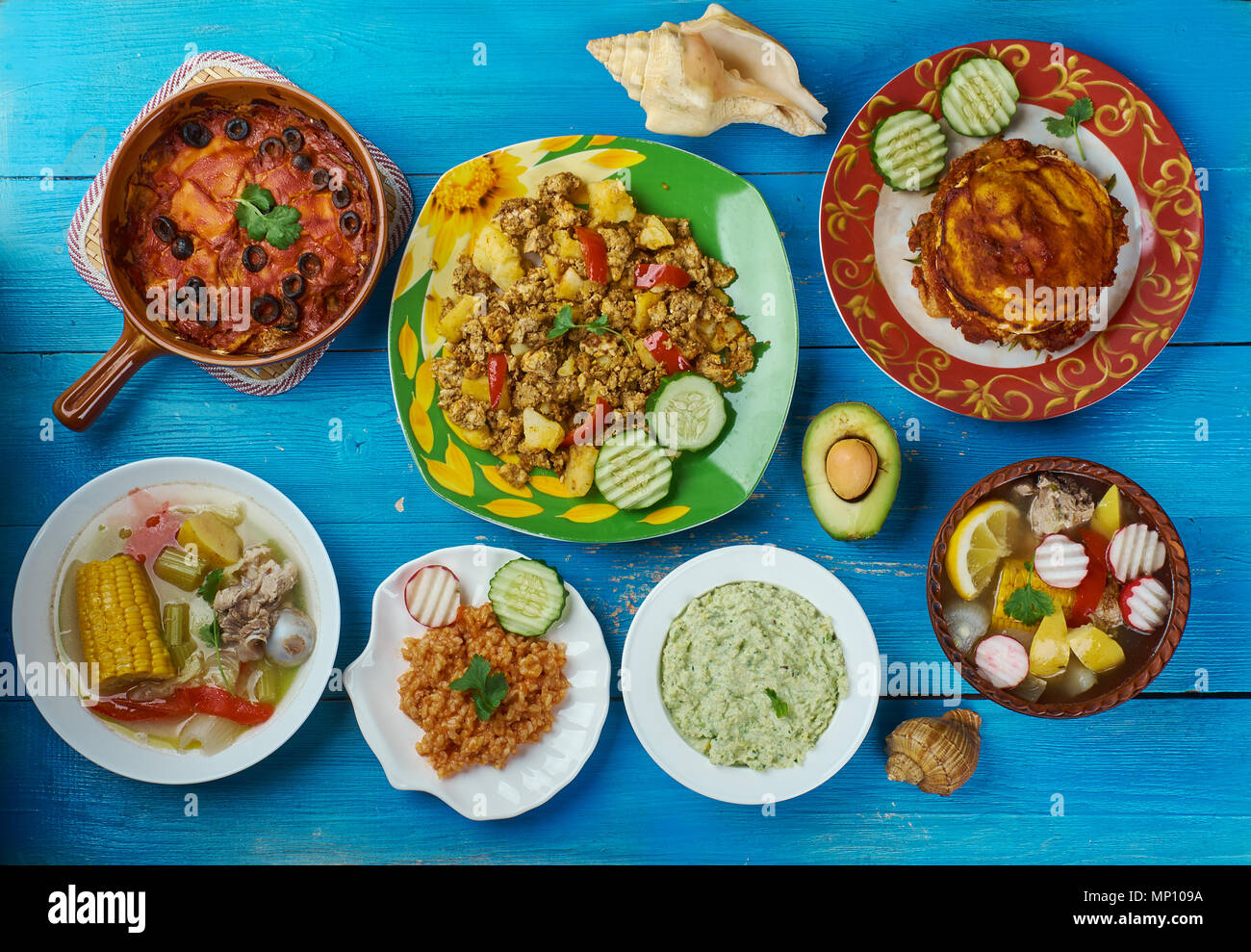 Mexican cuisine , Traditional assorted dishes, Top view Stock Photo - Alamy