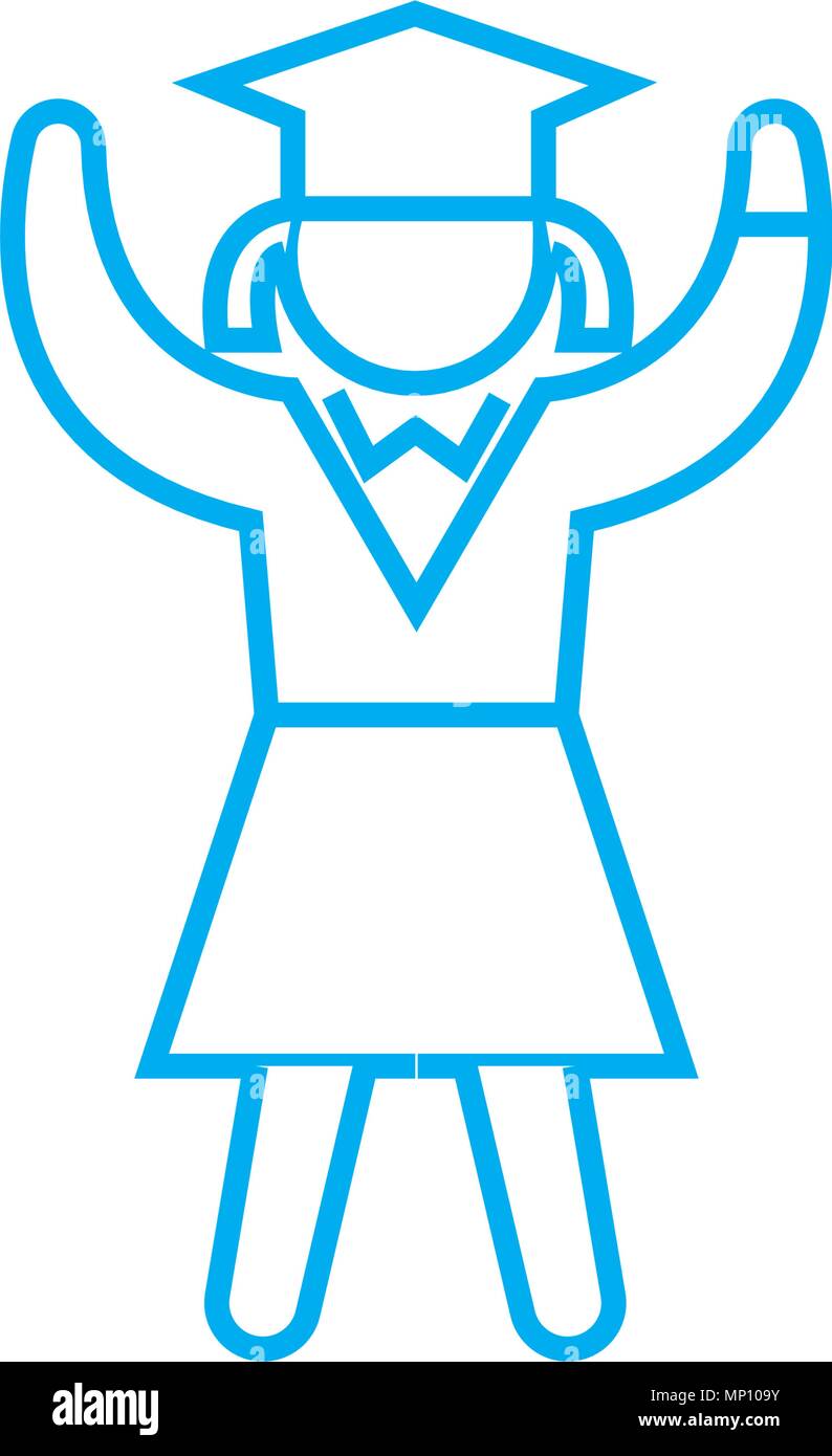 Girl student linear icon concept. Girl student line vector sign, symbol ...