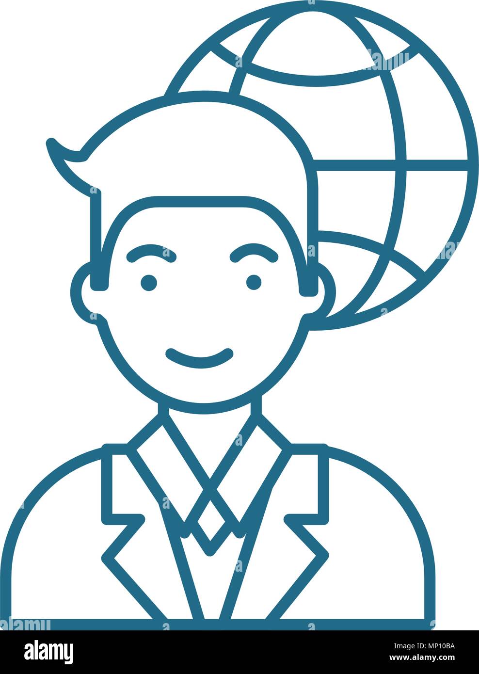 Global customers linear icon concept. Global customers line vector sign ...