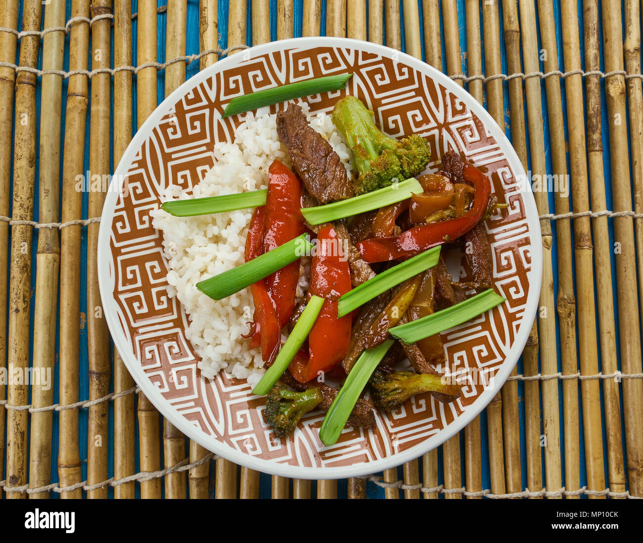 Goan Beef chilli flash fry with yoghurt rice , close up Stock Photo - Alamy