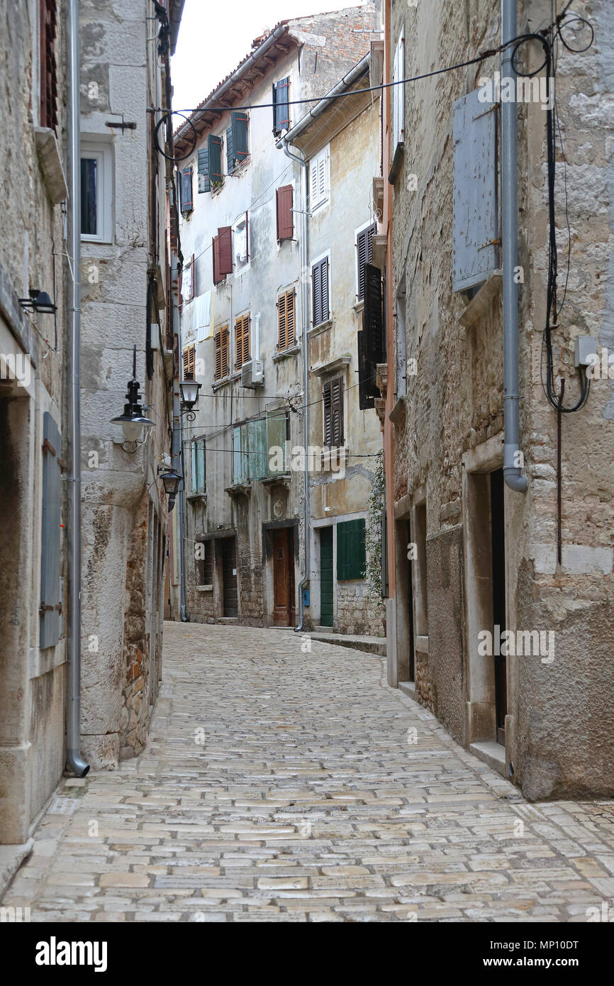 Old Houses in Narrow Street Downtown Rovinj Croatia Stock Photo - Alamy