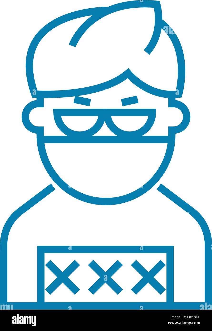 Hacker linear icon concept. Hacker line vector sign, symbol ...