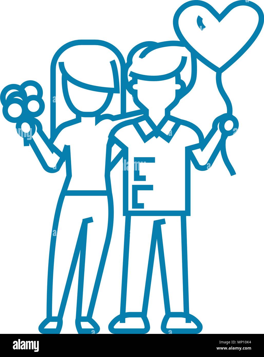 Happy couple linear icon concept. Happy couple line vector sign, symbol ...