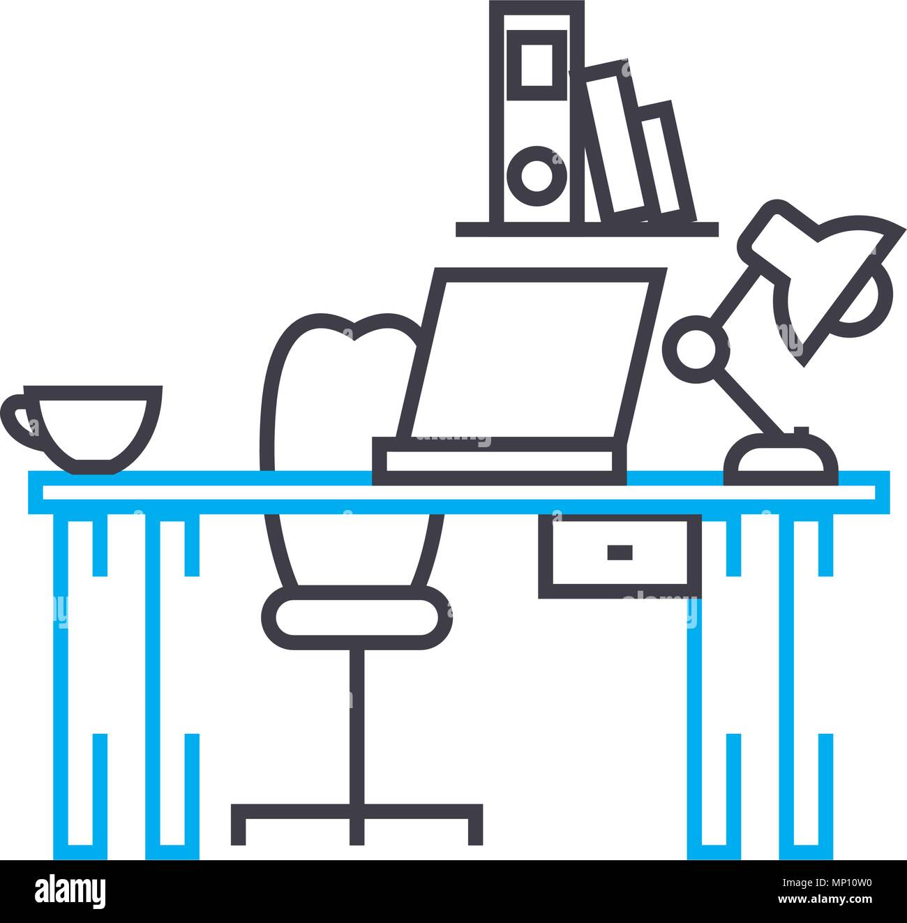 Home office linear icon concept. Home office line vector sign, symbol ...