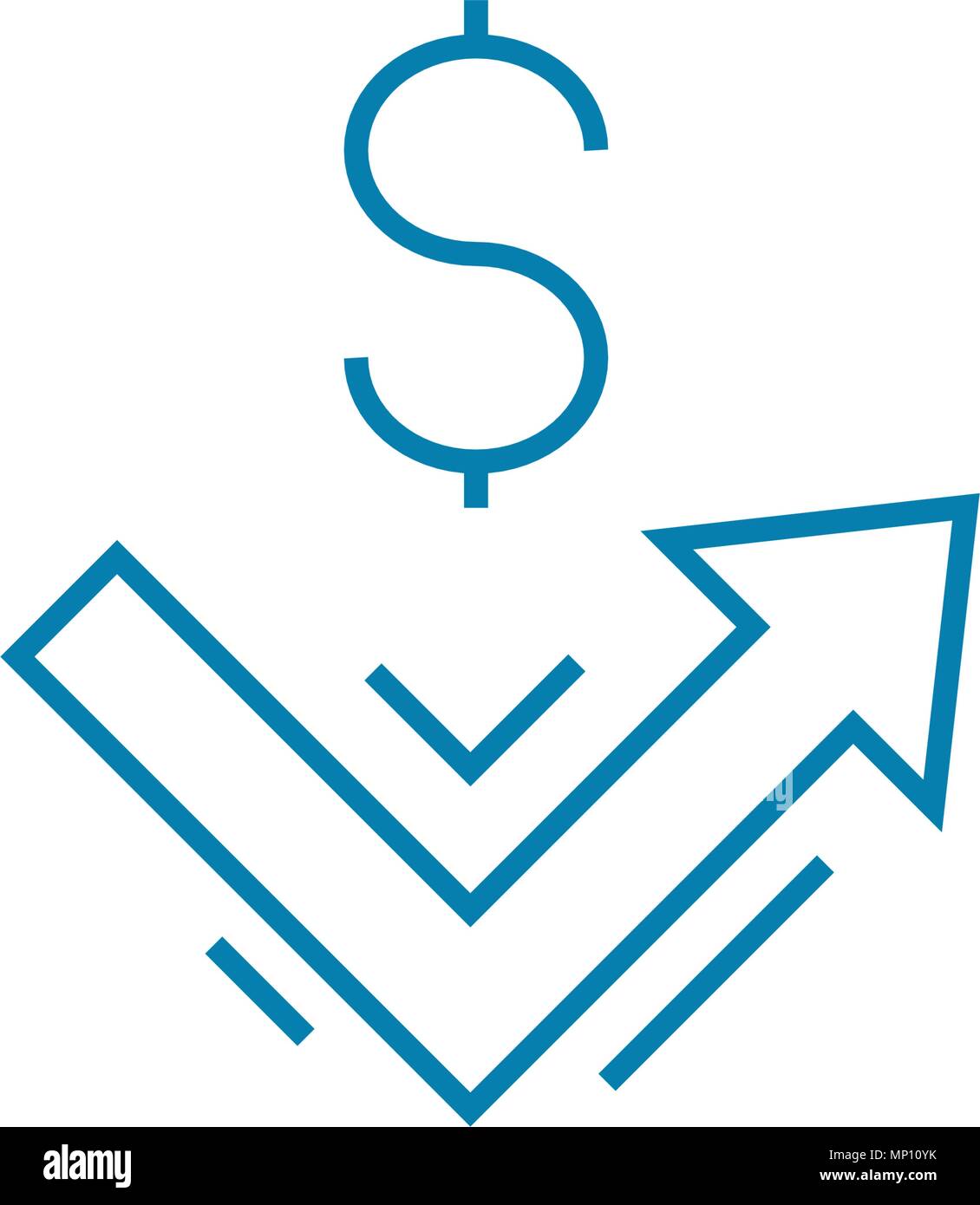 Income dynamics linear icon concept. Income dynamics line vector sign ...