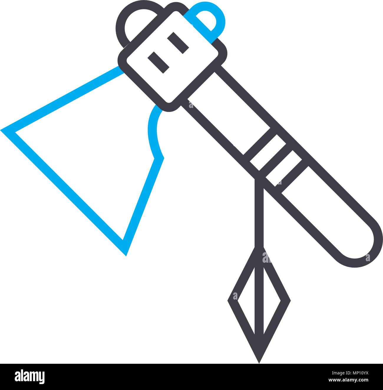 Indian ax linear icon concept. Indian ax line vector sign, symbol ...