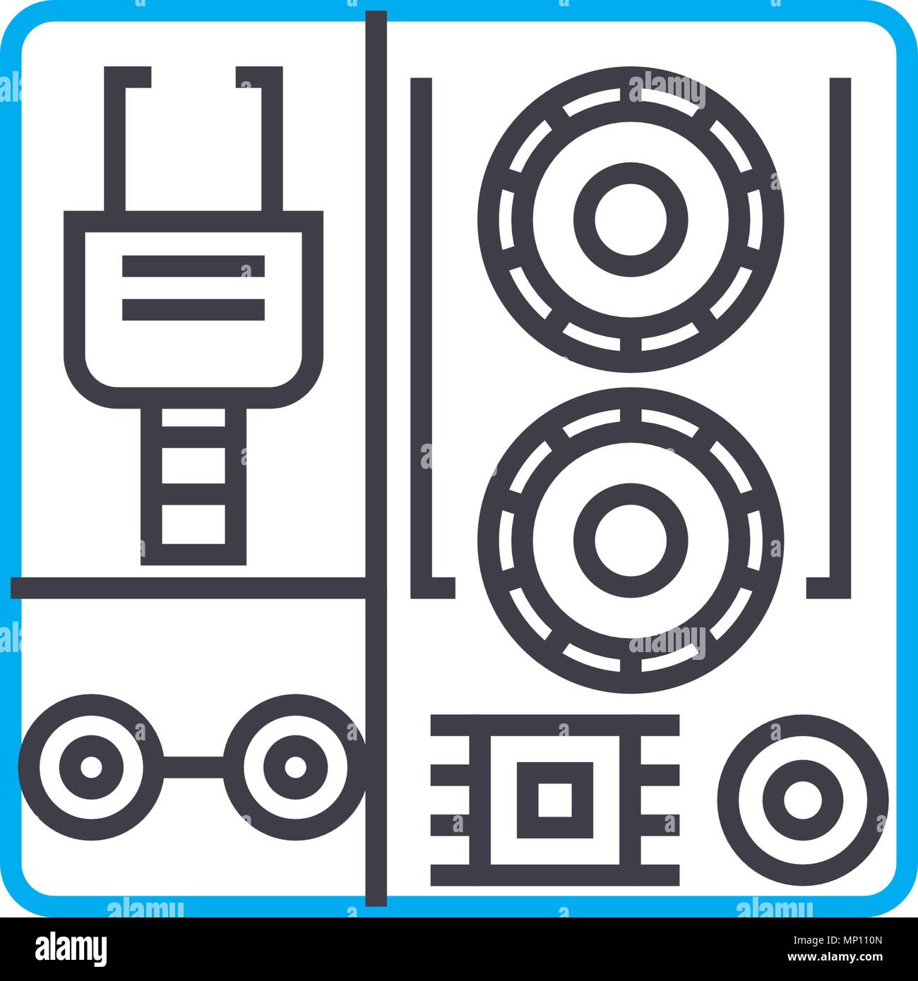 Industrial equipment linear icon concept. Industrial equipment line ...