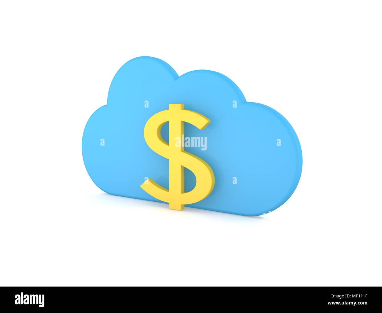 Dollar sign and symbol of the cloud business in the network. 3d render ...