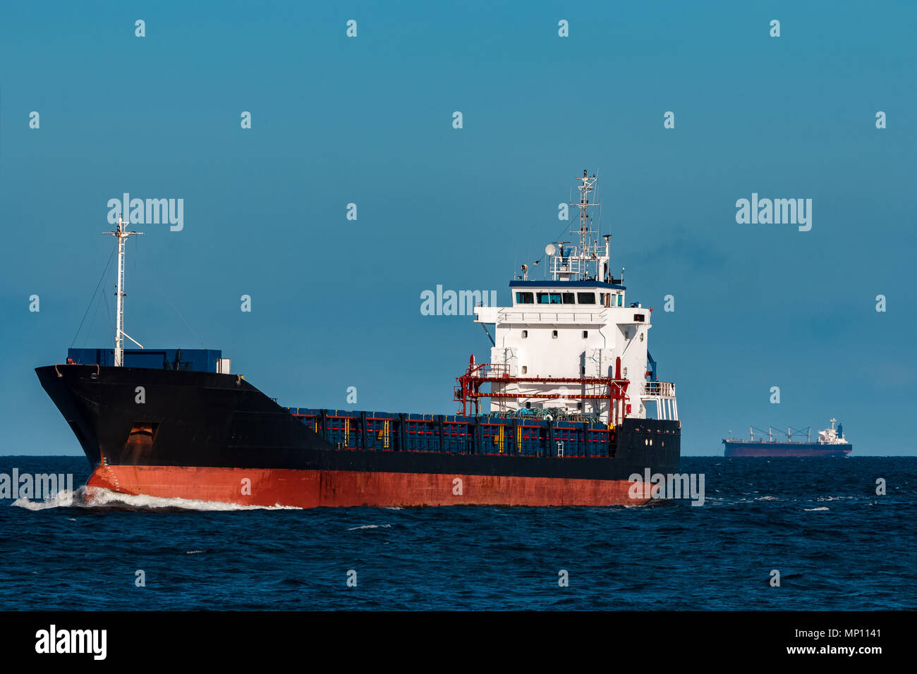 Black bulker ship. Logistics and merchandise transportations Stock ...