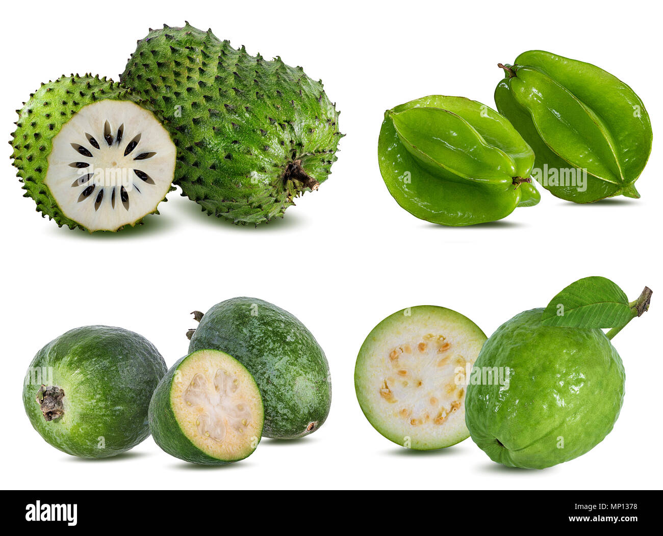 Collection of exotic fruits isolated on a white background Stock Photo ...