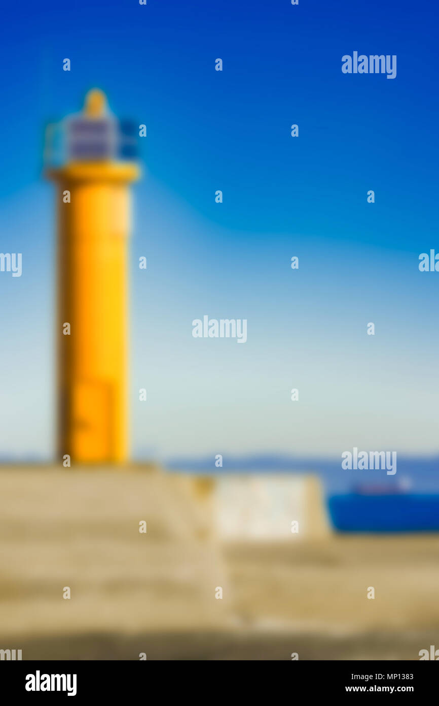 Yellow lighthouse - soft lens bokeh image. Defocused background Stock ...