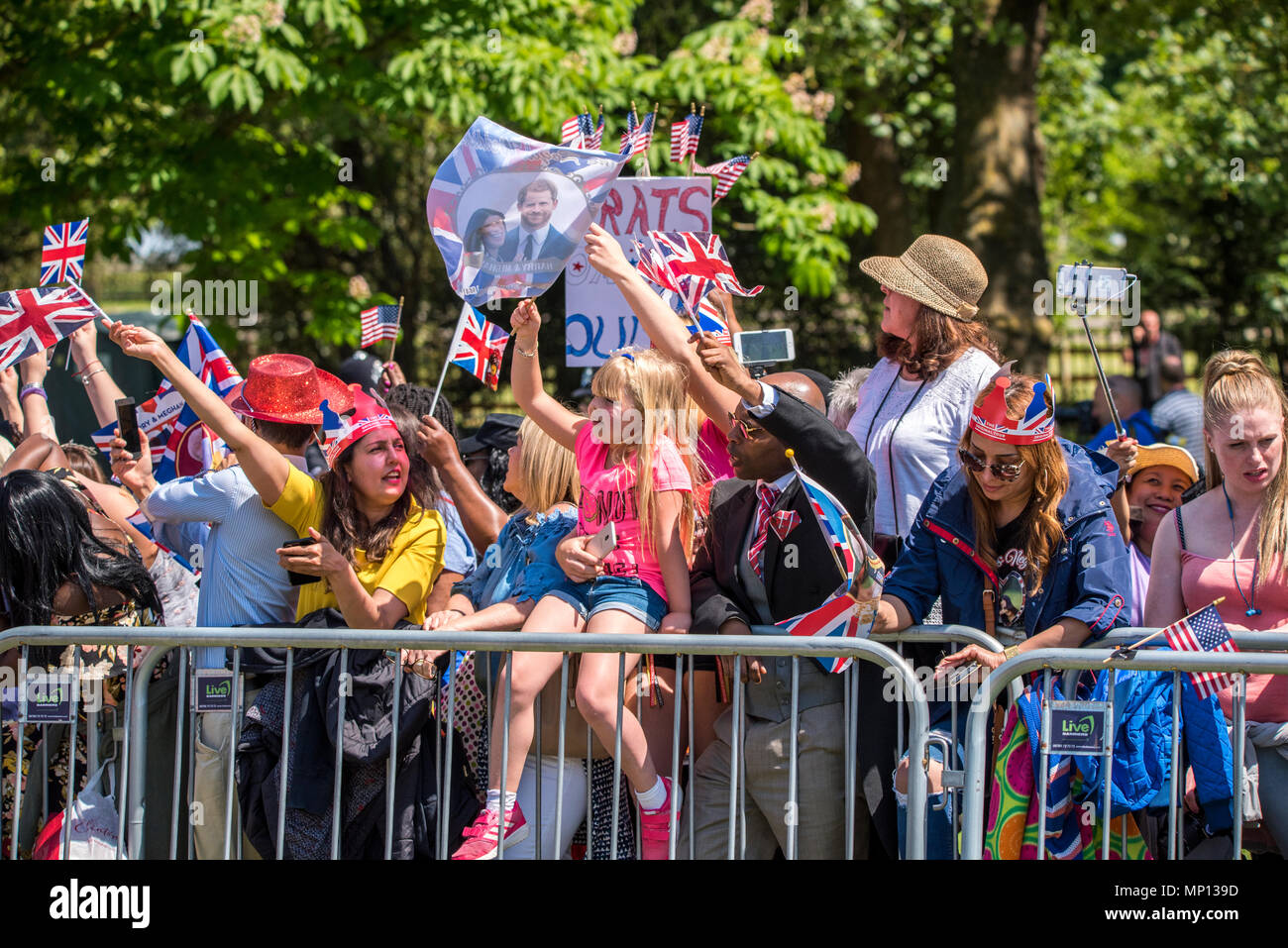 19 May 2018 - Thousands of royal fans wait against security barriers on ...