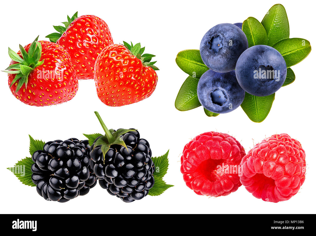 collection of fresh berries isolated on white background Stock Photo ...