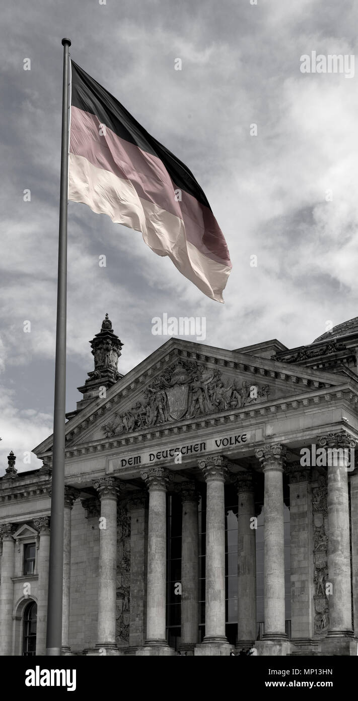 Berlin, Germany, 'Reichstag' Front, Elevation, Nation Flags Flying ...