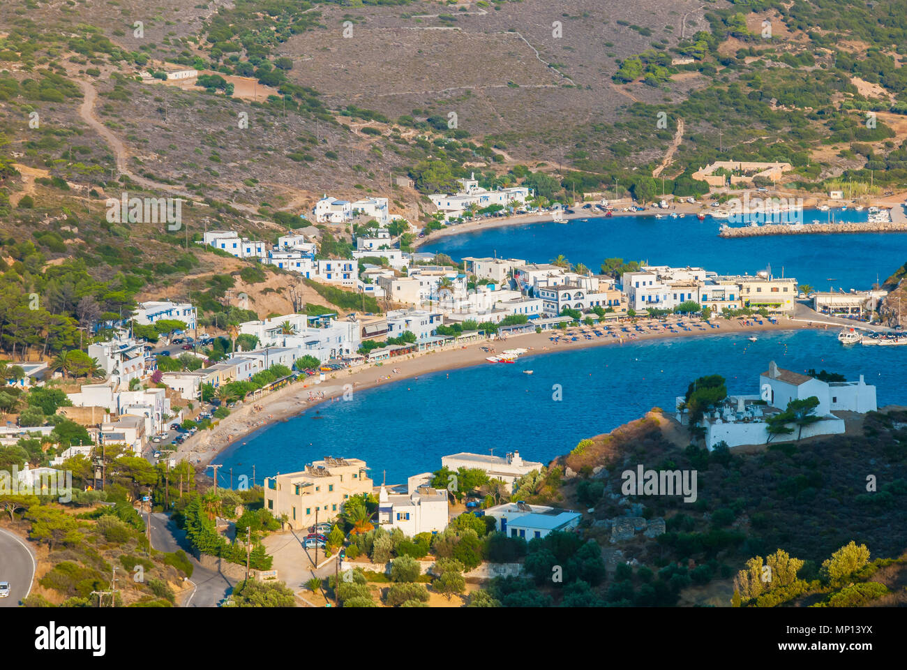 Panoramic view of Kapsali bay in Kythera island in Greece Stock Photo ...