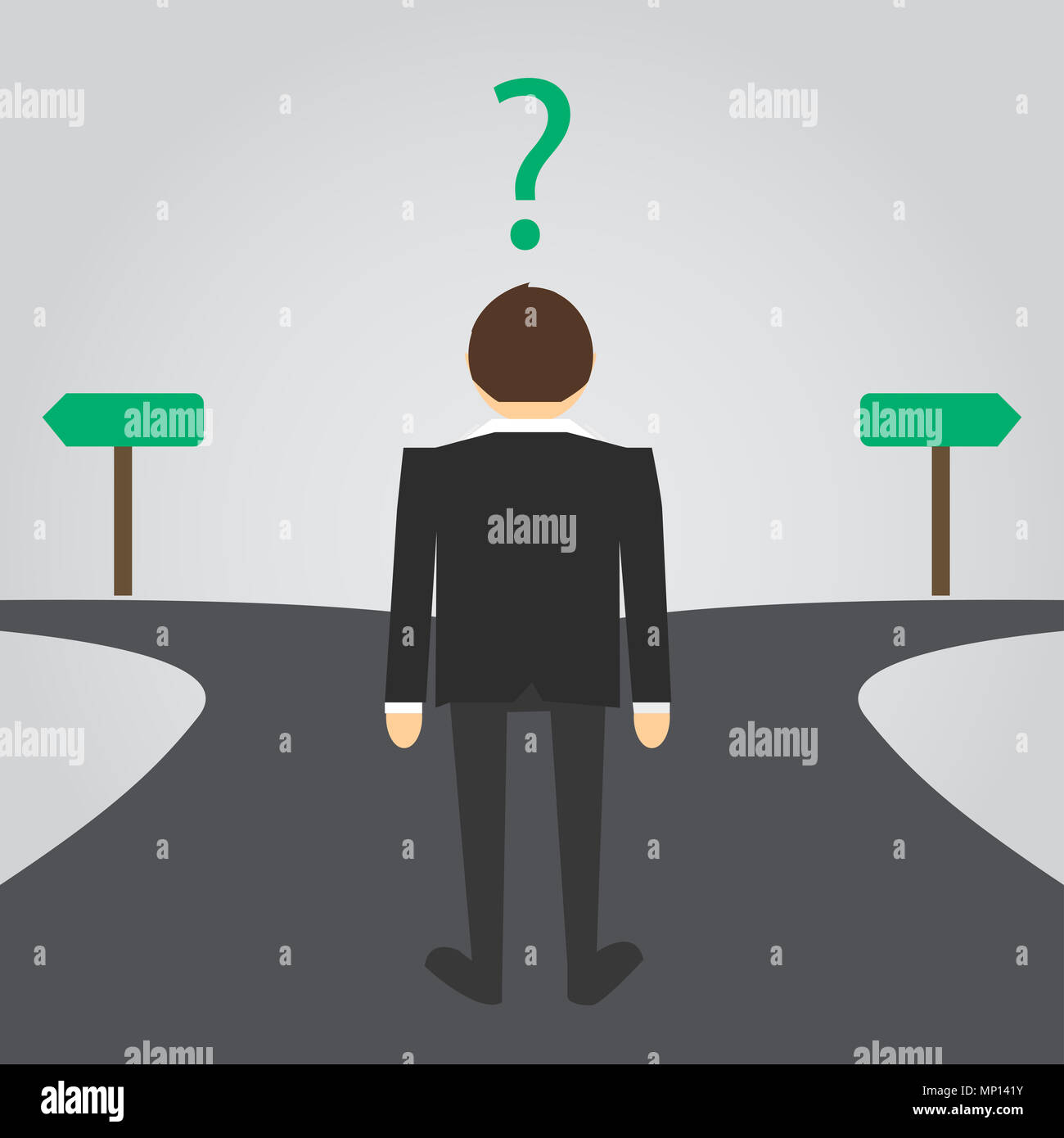 Illustration showing a man at a crossroad Stock Photo - Alamy