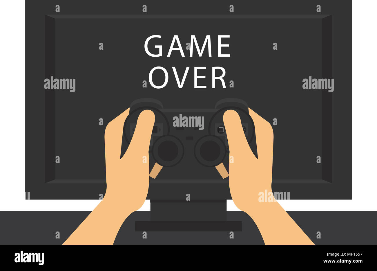A game over screen showing screen and game controller Stock Photo - Alamy