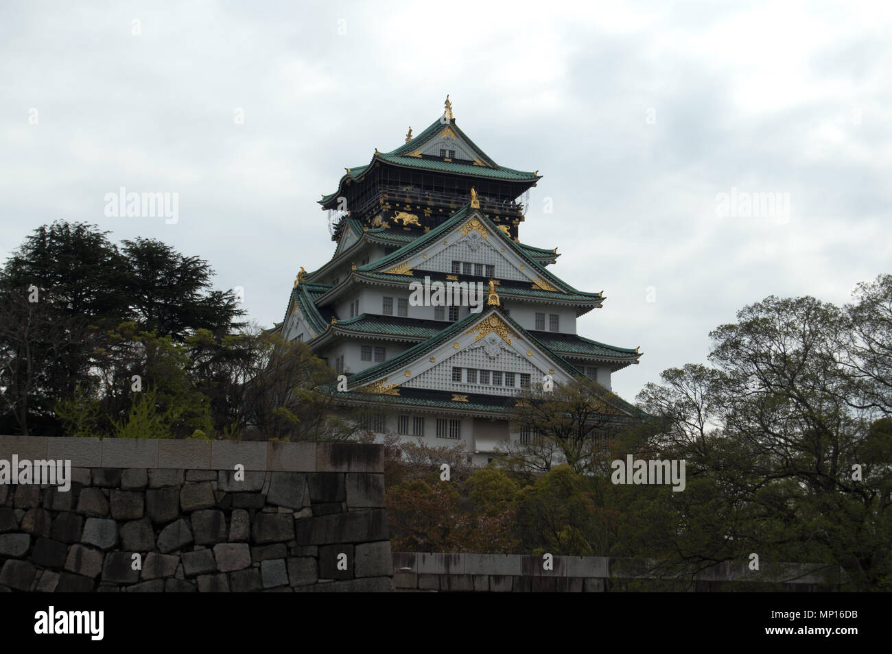 Osaka castle on a cloudy day, Osaka, Japan Stock Photo - Alamy