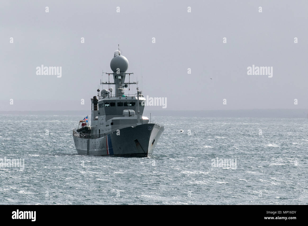 Iceland Coastuard anchored off the coast of Keflavík, Iceland. The ...