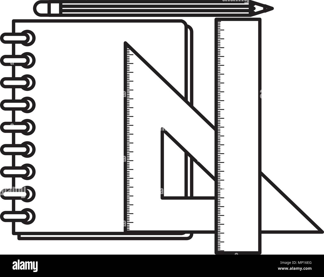 notebook school with pencil and rules vector illustration design Stock ...