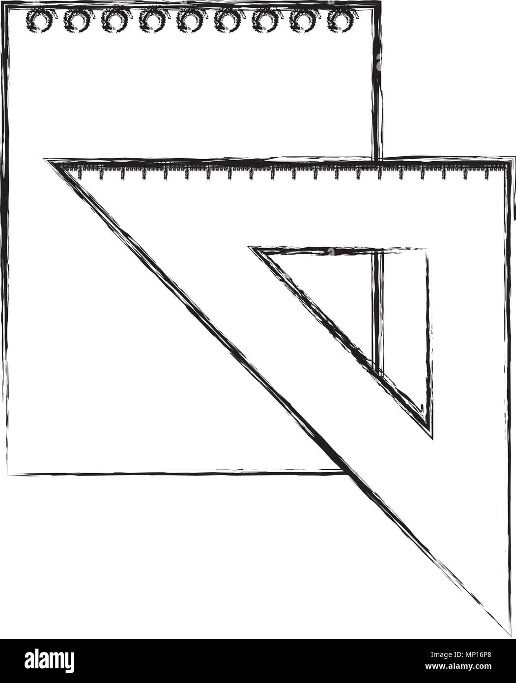 triangular geometric rule and leaf paper school vector illustration ...