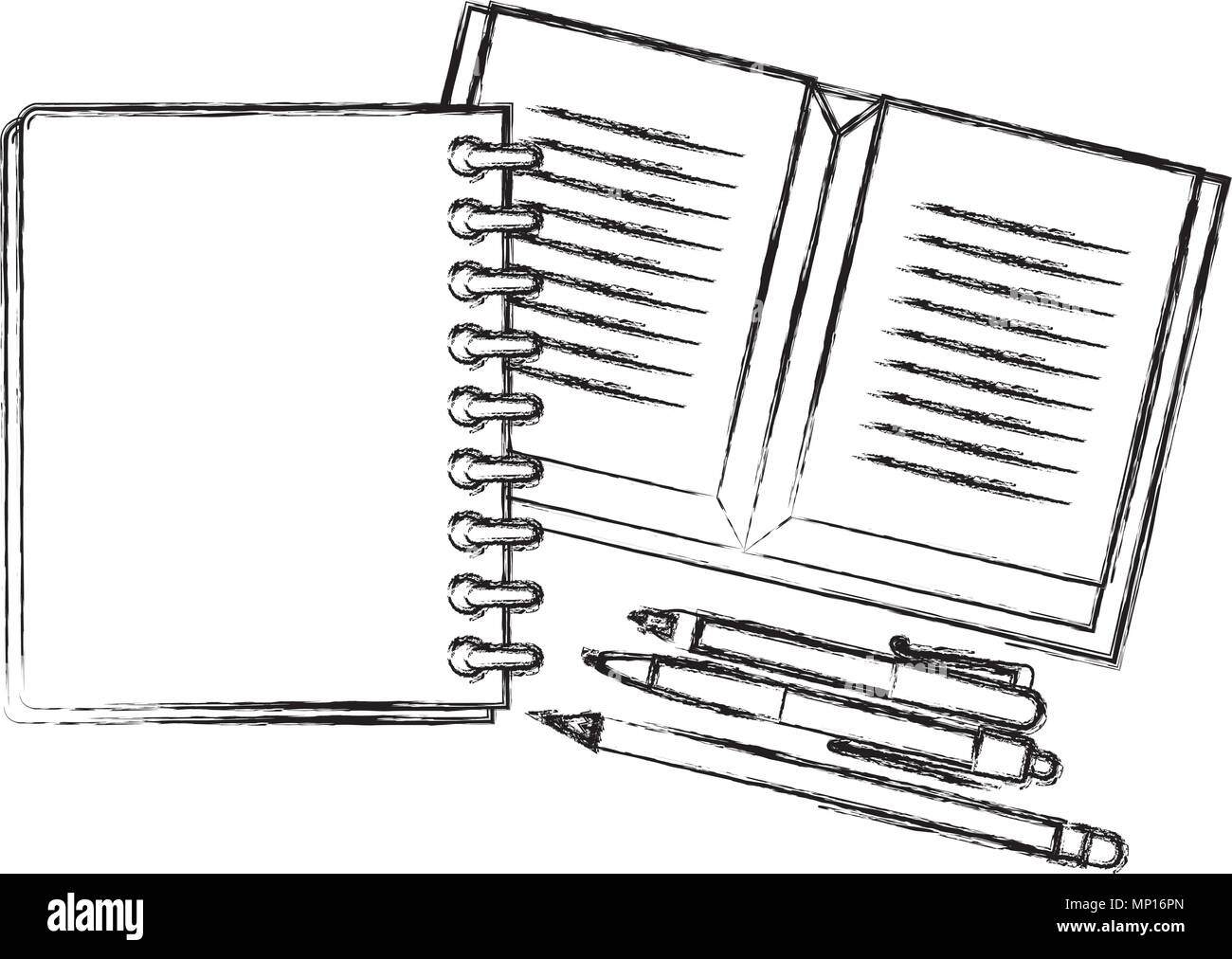 notebooks school with pencil vector illustration design Stock Vector ...