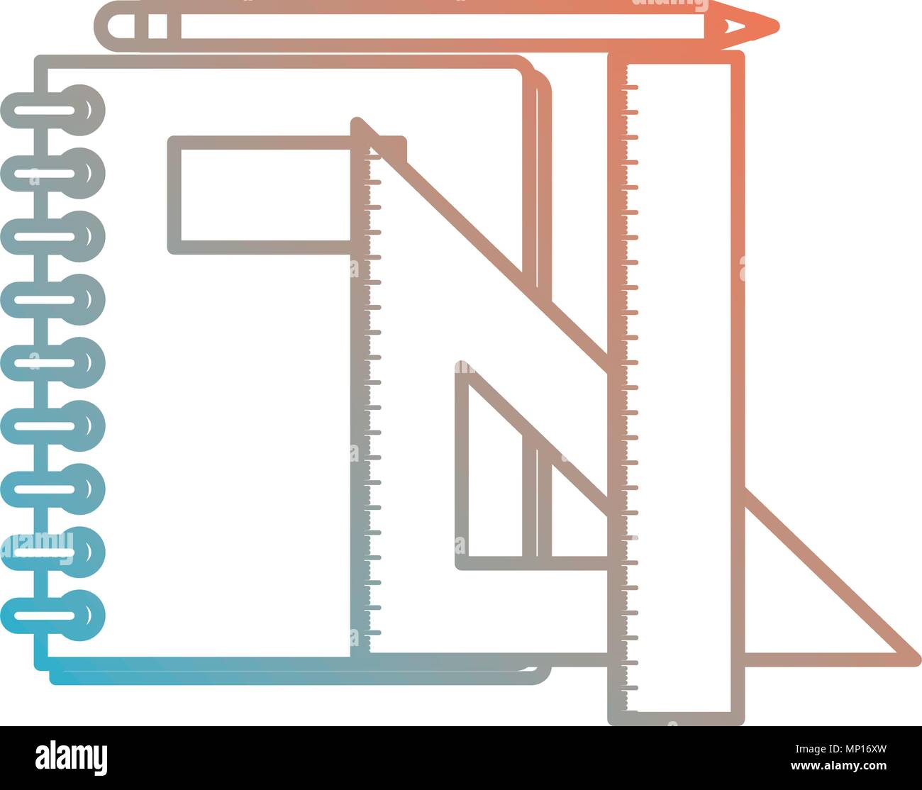 notebook school with pencil and rules vector illustration design Stock ...